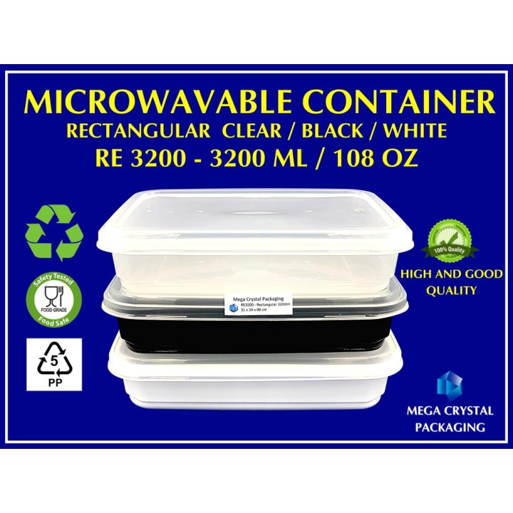Microwavable Container RE 3200 - Rectangular 3200 ml ( 5 Pcs. Per Pack ...