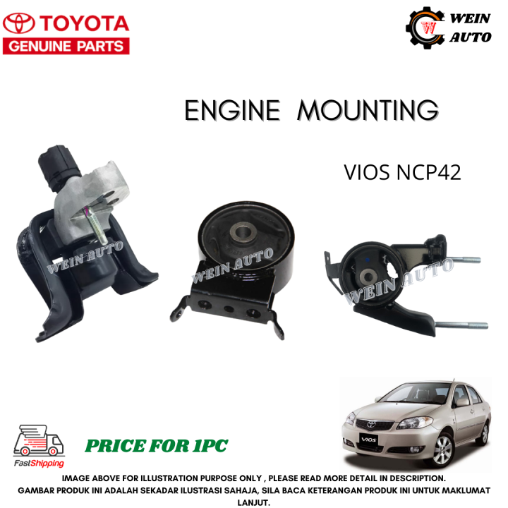 TOYOTA GENUINE ENGINE MOUNTING - 1PC FOR TOYOTA VIOS (AUTO) NCP42 YEAR ...