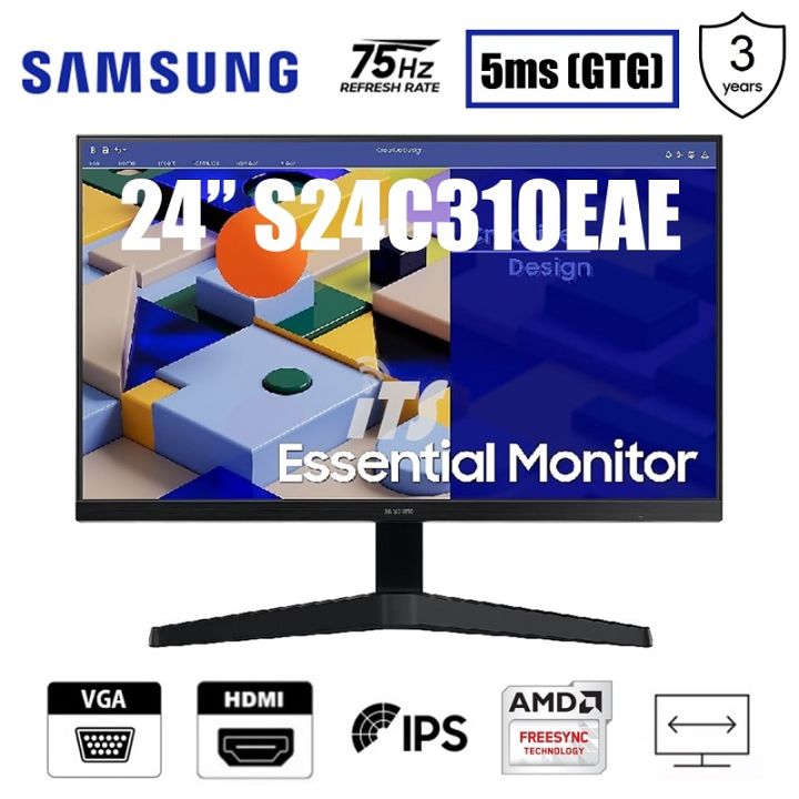 Samsung 24" S24C310EAE IPS Essential Monitor (75Hz/5ms/Freesync) | Lazada