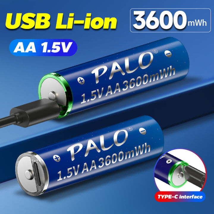 PALO USB 1.5V AA 3600 mwh Li-Ion Type C rechargeable AA battery | Lazada PH PALO USB 1.5V AA 3600 mwh Li-Ion Type C rechargeable AA battery | Lazada PH