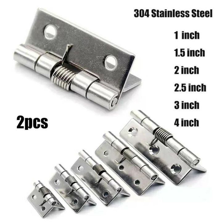 2x Self-Closing Stainless Steel Spring Door Hinges Hardware 1/1.5/2/2.5 ...