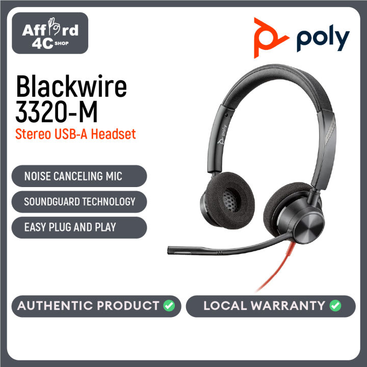 Poly Blackwire 3320 Stereo USB-C Headset +USB-C/A (8X219AA) | Lazada PH