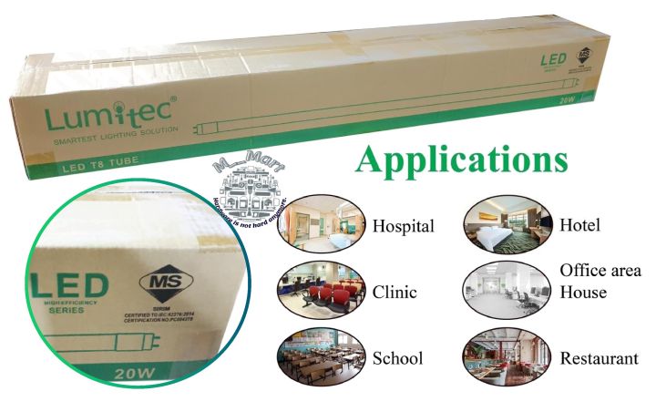 Lumitec 4FT LED Tube 20W T8 [ SIRIM ] Daylight 6500K Energy Saving up tp 80% [Sold By Carton ...