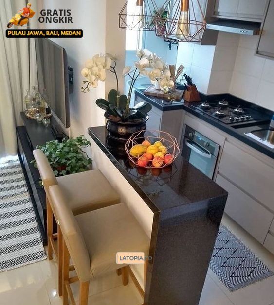 Meja Bar Minimalis Motif Granit Hitam Tinggi 95 cm Lebar 40 cm Panjang ...