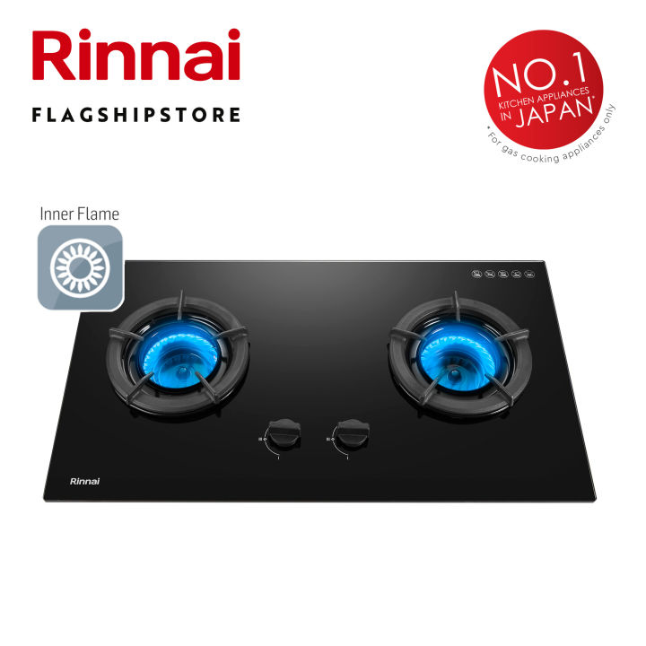 Rinnai RB-2GIF 78cm Inner 2-Burner Built-in Gas Hob (Black) | Lazada