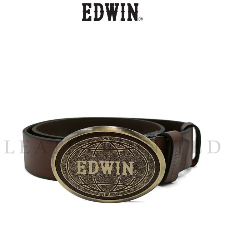 Edwin Genuine Top Grain Leather 45MM Iconic Logo Pin Big Buckle Belt # ...