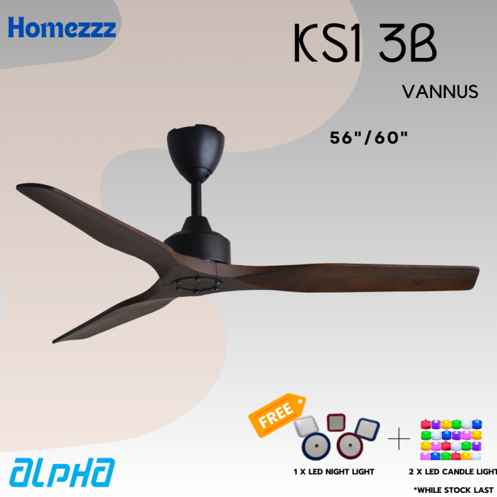 ALPHA Vannus - KS1 3B 56 Inch 60 Inch DC Motor Ceiling Fan with 3 ...