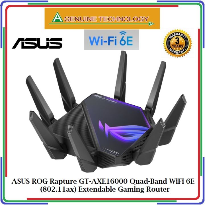 ASUS ROG Rapture GT-AXE16000 Quad-Band WiFi 6E (802.11ax) Extendable ...