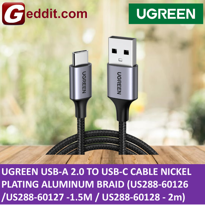 UGREEN USB-A 2.0 TO USB-C CABLE NICKEL PLATING ALUMINUM BRAID (US288-60126 1M / US288-60127 -1 ...