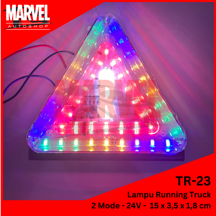 LAMPU LED RUNNING SAMPING BAK TRUCK TRUK SEGITIGA 12V / 24V 24 VOLT WARNA WARNI BERPUTAR LIGHT ...
