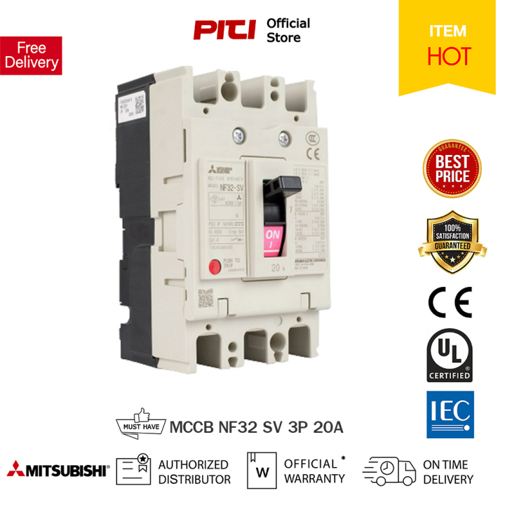 Mitsubishi NF32 SV 3P 20A Molded Case Circuit Breaker (MCCB) เบรกเกอร์ มิตซูบิชิ ต้องที่ ...
