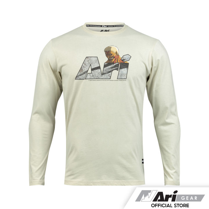 AOT X ARI ARMORED TITAN LS TEE - BEIGE/GREY/BLACK เสื้อยืด อาริ ลายไท ...
