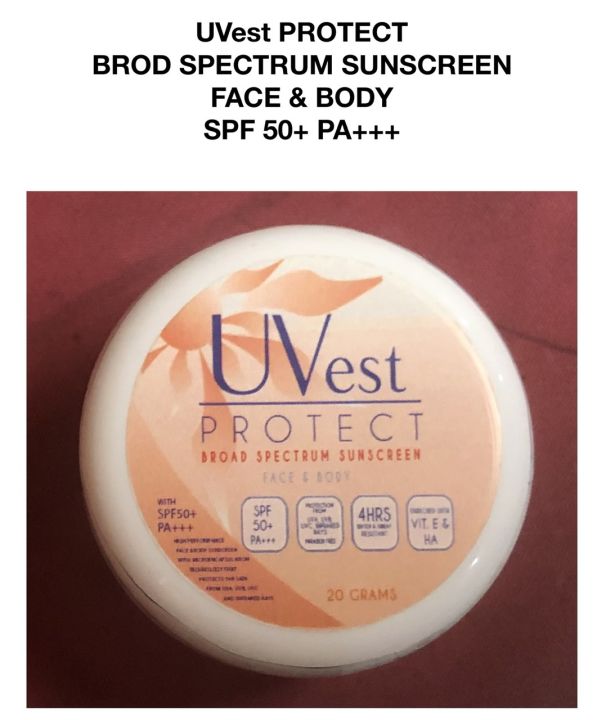 UVest PROTECT BROAD SPECTRUM SUNSCREEN for FACE & BODY SPF50+ PA+++ 20 ...