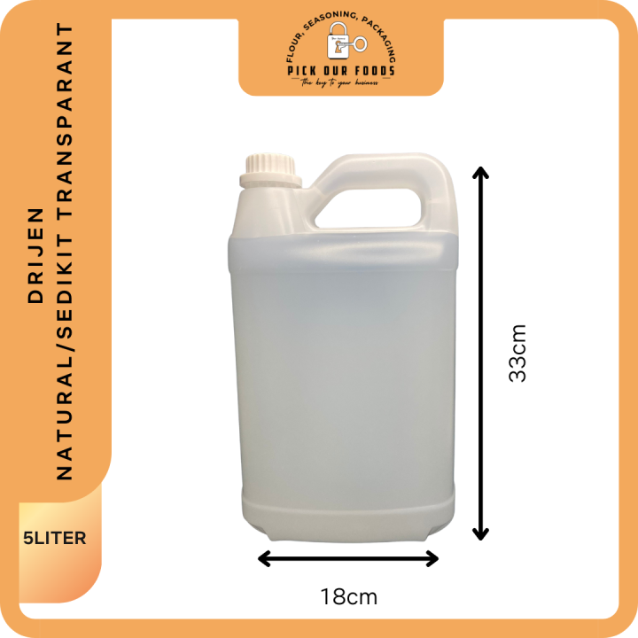 Jerigen 5L / Jerigen 5 liter HDPE transparan plus tutup dan plug ...
