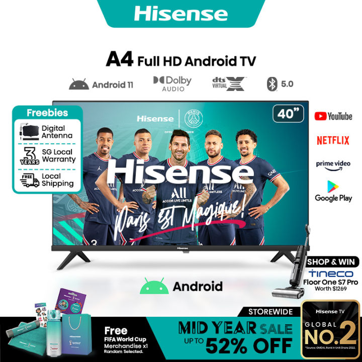 Hisense A4 40 inch Smart TV | FHD | Play | Hey | Chromecast | Dolby ...