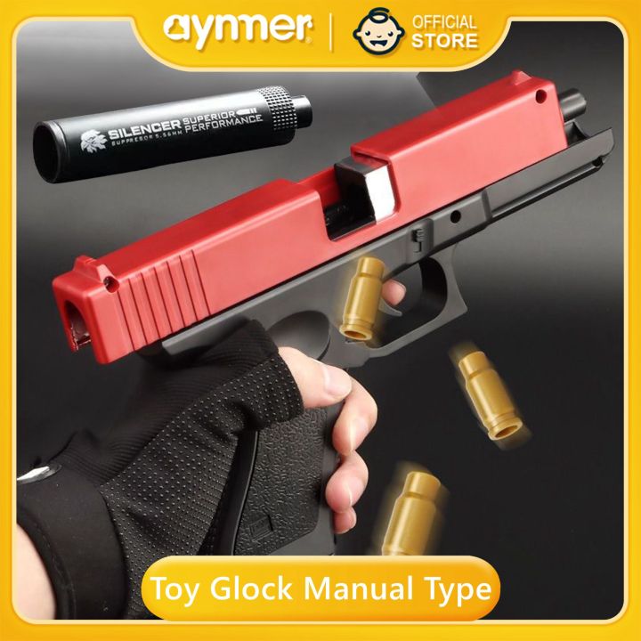 【AYNMER】Toy Gun Glock Pistol Soft Bullet Manual Toy Gun Shooting Toy ...