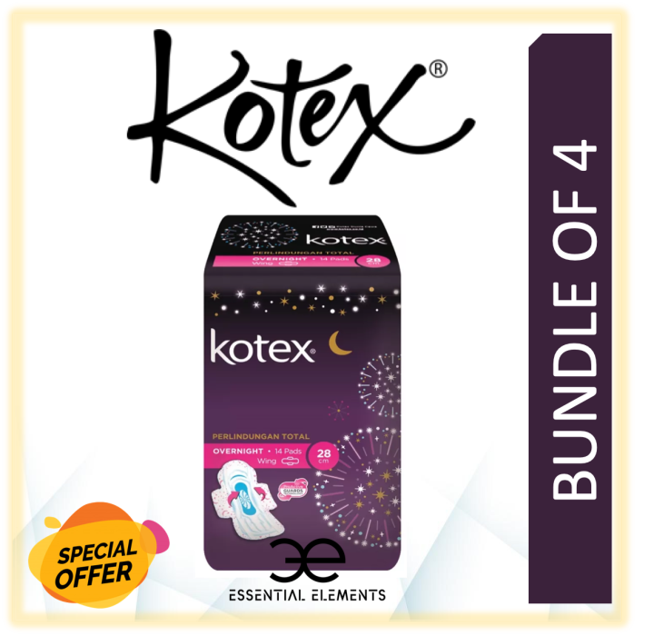 KOTEX [BUNDLE OF 4] SANITARY PAD Overnight Wing 28cm Over Night Wing ...
