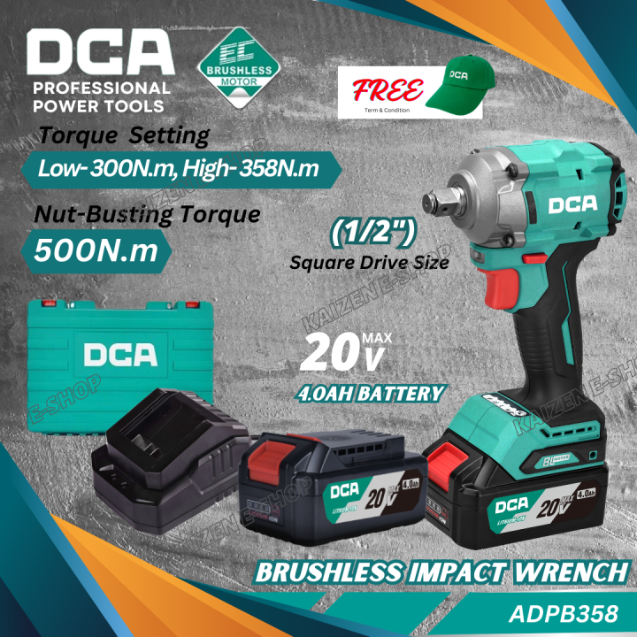 DCA ADPB358 (Type Z/EM) 20V Max Cordless Brushless Impact Wrench 358N.m ...