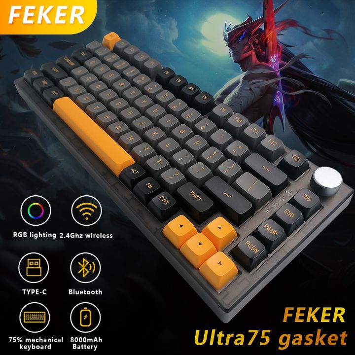 FEKER IK75 Ultra Pro Mechanical Keyboard Gateron Panda Switch PBT ...