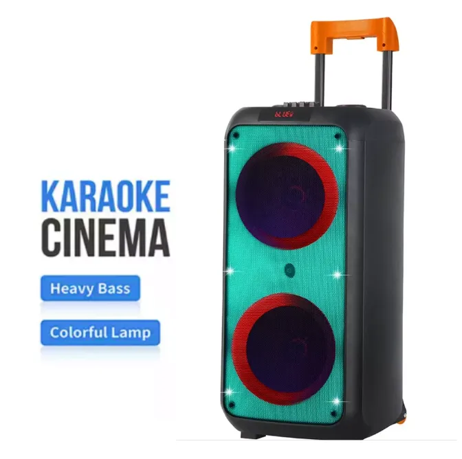 NDR-1095 Portable Wireless Mobile Speaker 8X2 inch Woofer Karaoke Trolley outdoor bluetooth ...