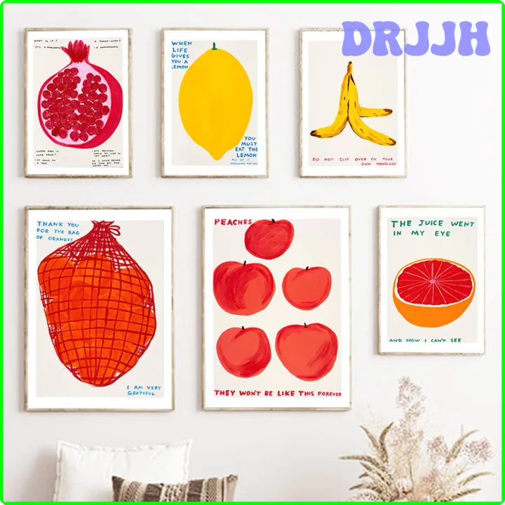DRJJH David Shrigley Lemon Apple Banana Orange Juice Abstract Poster ...