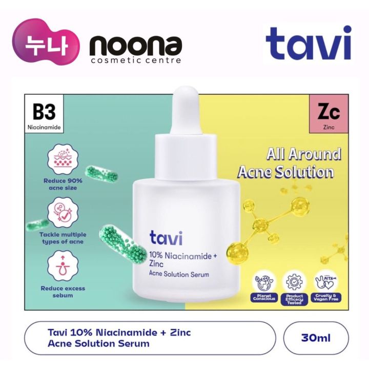 TAVI 10% Niacinamide + Zinc Acne Solution Serum 30 ml - Solusi kulit ...