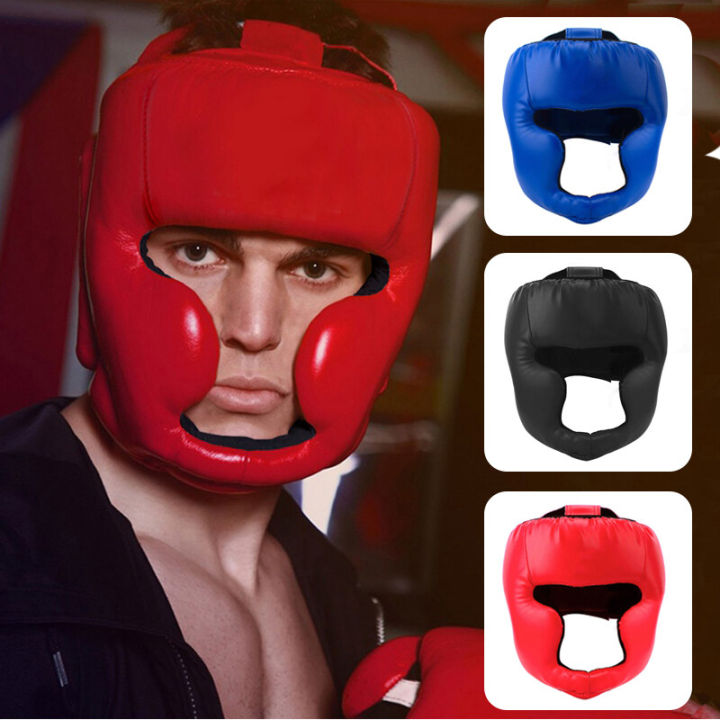 Headgear Head Guard Kick Boxing Protector Sparring Gear Face Helmet Red ...