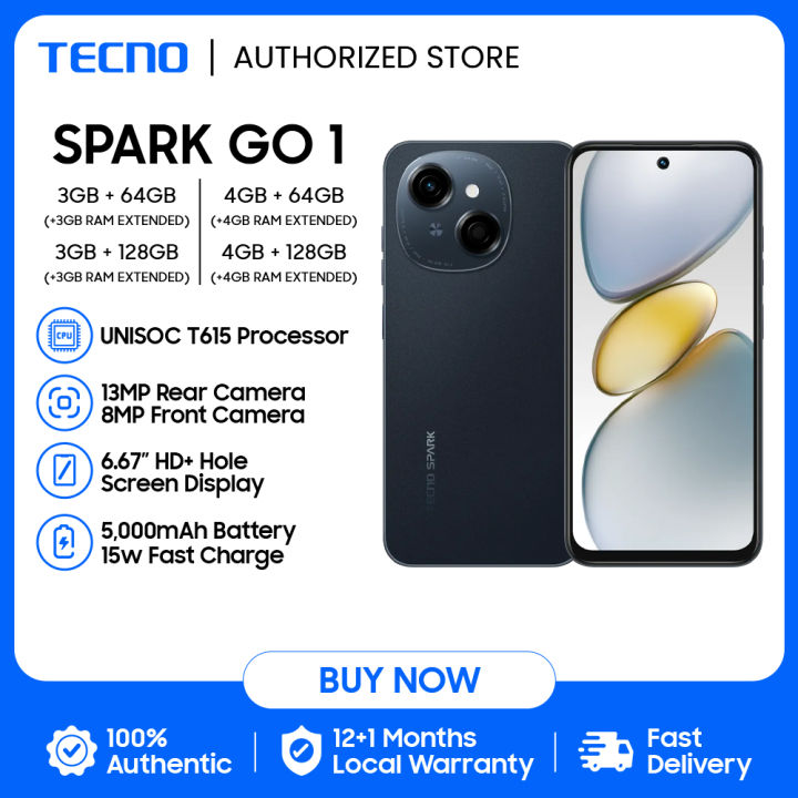 TECNO Spark Go 1 Smartphone | 3GB + 128GB / 4GB + 128GB RAM+ROM | Unisoc T615 | 6.67” HD+ 120Hz ...
