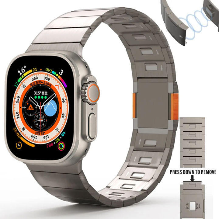 Luxury Titanium Metal Strap For Apple Watch Ultra 2 49MM Series 9 45MM ...