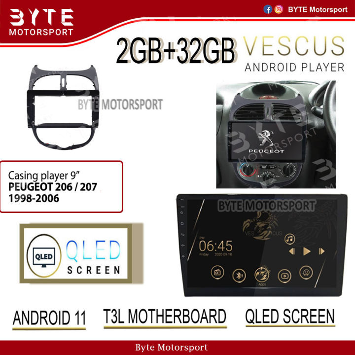 🦂VESCUS 🦂[2+32] DSP 📳4G Sim📳 Octa-Core Processor QLED Screen Peugeot 206/207 98-06 Android ...