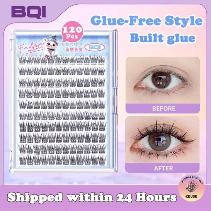 YTFSKFUI BQI 100-120 Cluster False Eyelashes With Glue Self-Adhesive ...