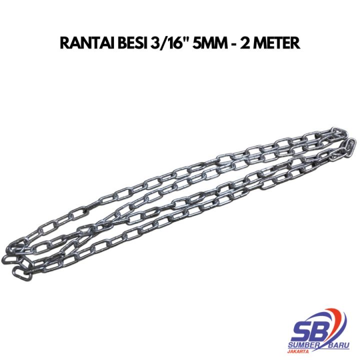 SB 2 METER Rantai Besi Galvanis 5mm Rantai Kapal Gembok Pagar 3/16 ...