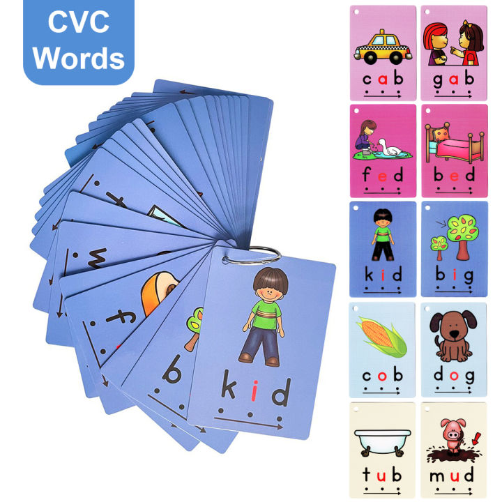 131 Cards Phonics CVC Words Flashcards Sight Word Flash Cards Toddler ...