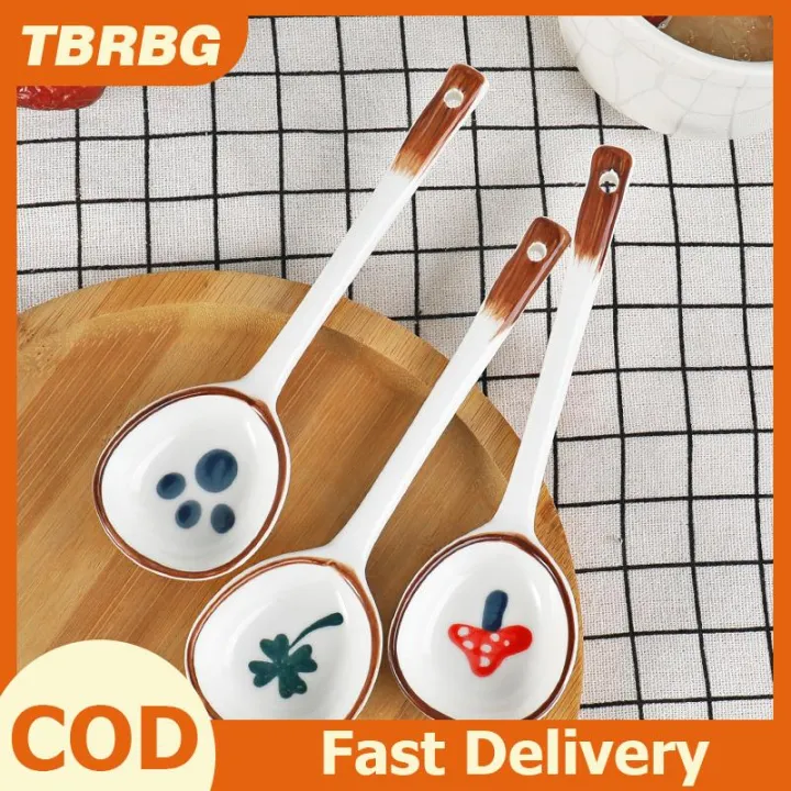 TBRBG Kawaii dâu tây gốm súp muỗng dễ thương Kem tay sơn cà phê tráng ...