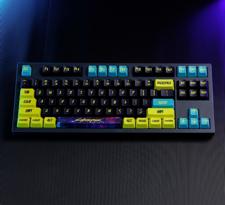 Keycap Only】ฝาคีย์บอร์ด Cyberpunk 129ปุ่ม,2077 Keycerry โปรไฟล์ PBT ห้า ...