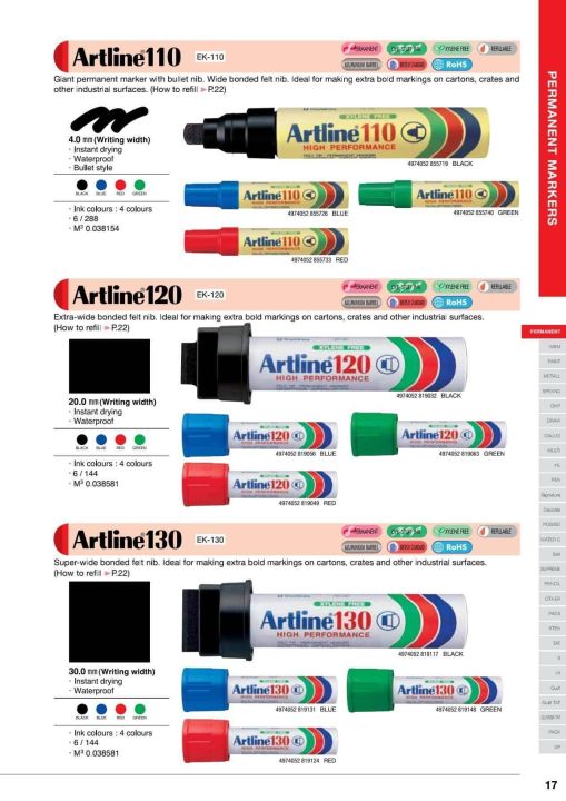 ARTLINE 100 110 120 130 EXTRA WIDE PERMANENT MARKER PEN | Lazada