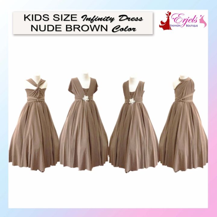Nude Brown Infinity Dress for Kids | With Size 1-12 years old | Cotton ...