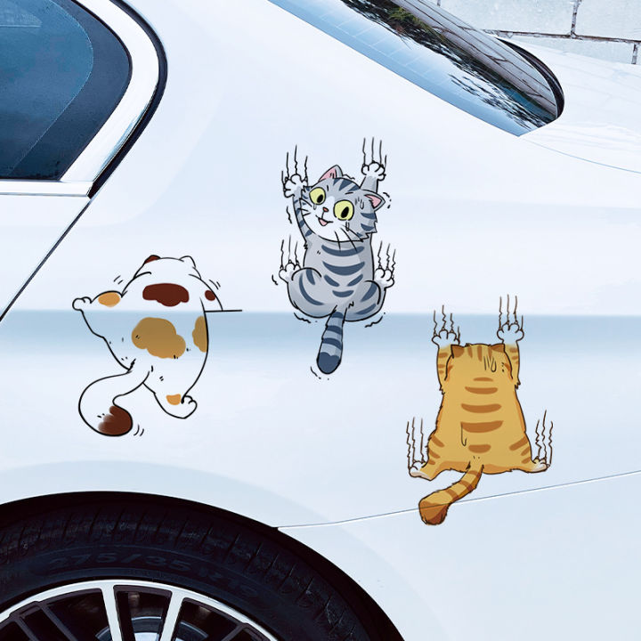 Cute Cartoon Funny Scratch Cat Cartoon Car Sticker Decoration for ...