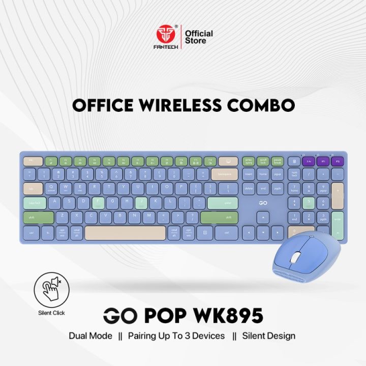 Fantech WK895 Go Pop Keyboard Mouse Wireless Combo Bisa Pakai Bluetooth ...