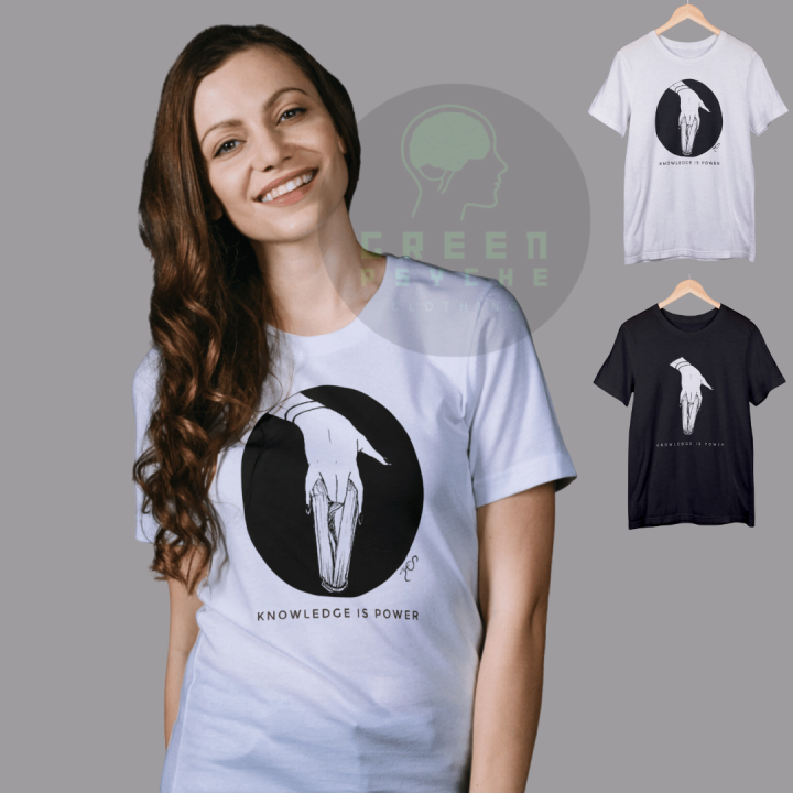 Knowledge Is Power white and black statement Tshirt clothing for men ...