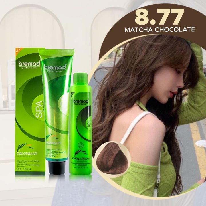 Bremod Hair Color 8.77 Matcha Chocolate 100mL with Bremod Oxidizer (6 ...