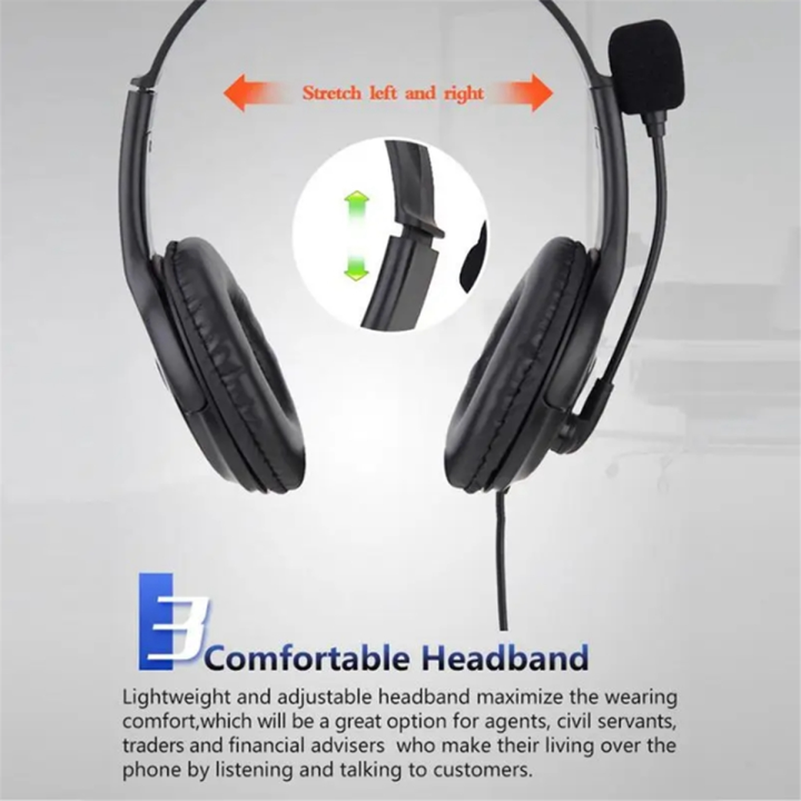 Wired USB Headset Computer Teaching Telephone Headset with Microphone ...