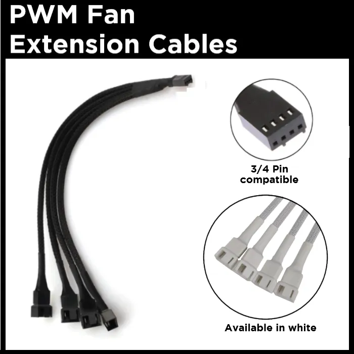 PWM Fan Splitter and Extension Cables . Computer fan 4pin Adapter Cable ...