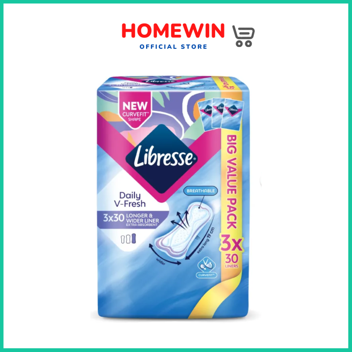 Libresse Longer & Wider Slim Panty Liners (3 x 30 Liners) | Lazada