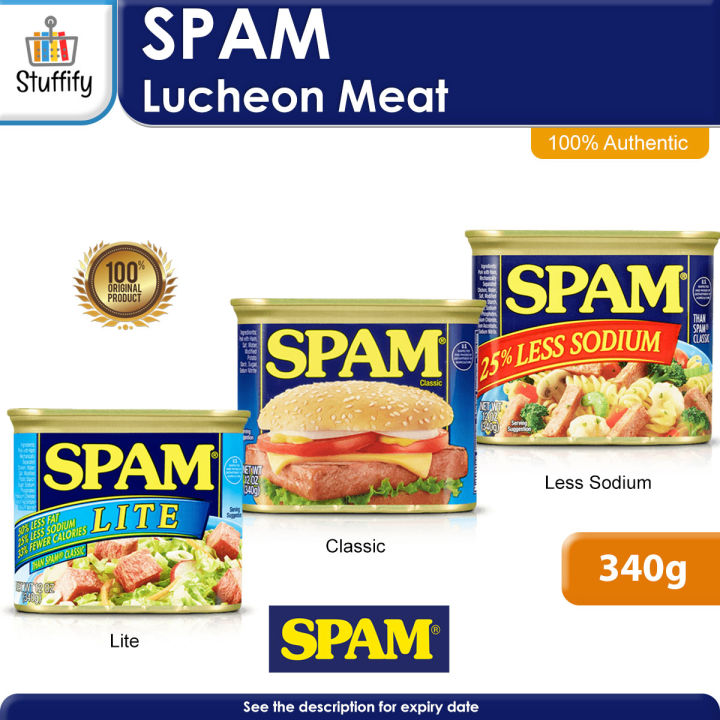 SPAM® Luncheon Meat 340g, Available in Classic | Lite | Less Sodium, 100% Authentic, Fully ...