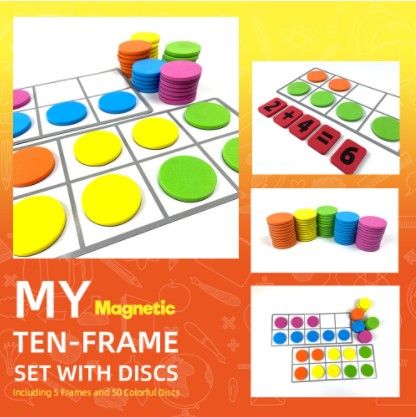 Magnetic Ten Frames Set Math Manipulative Elementary Classroom & Kindergarten Magnetic Number ...