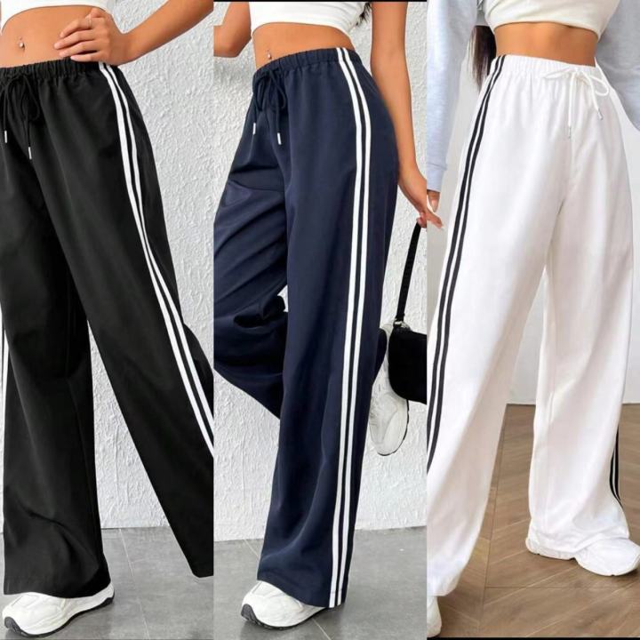 HoneyTopFashion----Striped Side Drawstring Waist Wide Leg Pants | Lazada PH
