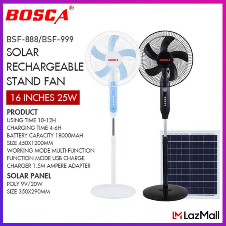 BOSCA 16 Inch 12v DC Standing Solar Powered Outdoor Rechargeable Solar ...