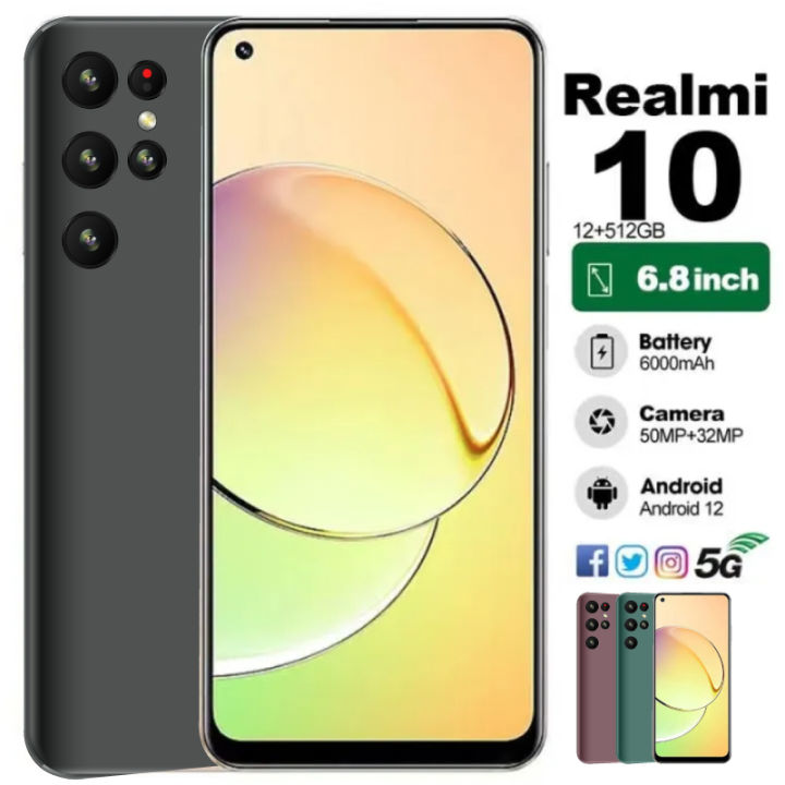【ขายดี】สุดด ส่งฟรี Realmi 10 โทรศัพท์มือถือของแท้ สมาร์ทโฟน 6GB+128GB ...