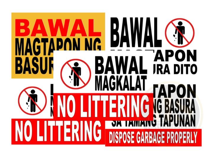 Bawal Magtapon ng Basura Bawal Magkalat No Littering Signage (Laminated Signage and Waterproof ...